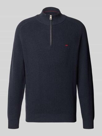 Fynch-Hatton Regular Fit Strickpullover aus reiner Baumwolle mit Troyer-Kragen