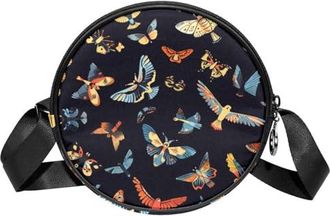 Generic Sac &agrave; bandouli&egrave;re rond pour femme, petit sac &agrave; bandouli&egrave;re avec fermeture &eacute;clair, bretelles r&eacute;glables, sac &agrave; main rond d&eacute;contract&eacute; pour femmes et fill