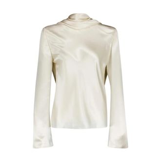 Saint Laurent Elegante Seiden Rollkragenbluse - - Blouses & Shirts - Damen - Beige - XL