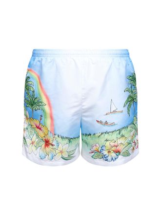 Casablanca Mens Printed Technical Fabric Aloha Swim Shorts Polyester