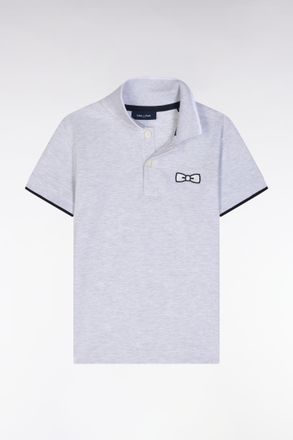 Eden Park Polo &Agrave; Manches Courtes En Coton Gris Coupe Droite