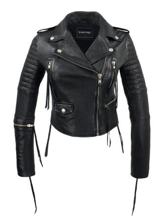 Trueprodigy Lederjacke Jade mit Rei&szlig;verschluss Details