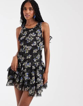 Free People Raven - Robe courte imprim&eacute;e - Nuit combo-multicolore