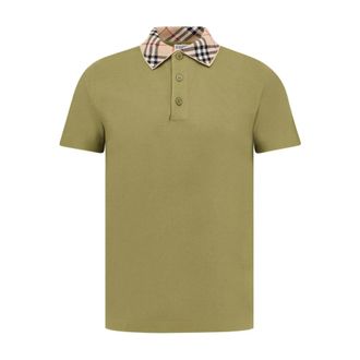 Burberry Homme, Tops, Vert, Taille: S Check Collar Polo