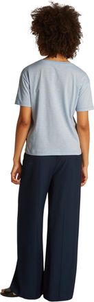 Tommy Hilfiger Damen T-Shirt Kurzarm mit V-Ausschnitt, Blau (Breezy Blue), XL