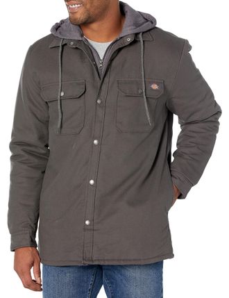 Dickies Herren Fleece Hooded Duck Shirt Jacket with DWR Jacke, Schiefer, M