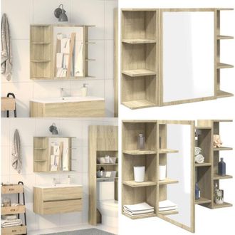 vidaXL Vidaxl - Armoire &agrave; miroir de bain Ch&ecirc;ne sonoma 80x20,5x64 cm Agglom&eacute;r&eacute; - Meuble De Salle De Bain - Armoire Murale - Meuble Lavabo - Rangement Salle
