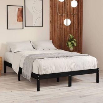 vidaXL Cadre de lit sans matelas noir bois massif 200x200 cm vidaXL