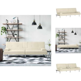 vidaXL Schlafsofa mit Getr&auml;nkehaltern Creme Kunstleder - Schlafsofa - Sofa - G&auml;stebett - Wohnzimmersofa - Couch