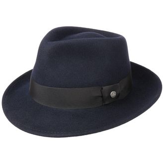 Lierys City Filzhut Wollfilzhut Damen Herren Wasserabweisend Packable Bogarthut Fedora Sommer Winter blau M (56-57 cm)