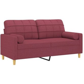 vidaXL 2-Sitzer-Sofa mit Zierkissen Weinrot 140 cm Stoff - Vidaxl
