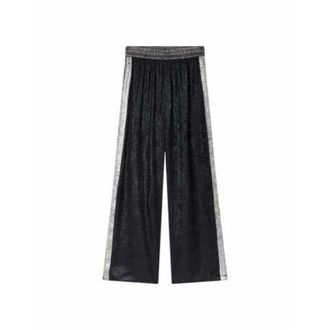 Mes Demoiselles... Femme, Pantalons, Noir, Taille: 40 FR Pantalon Sirene Noir Bande Argent