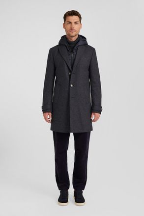Eden Park Manteau En Jersey De Laine Double Face Gris Anthracite Parmenture Matelass&eacute;e