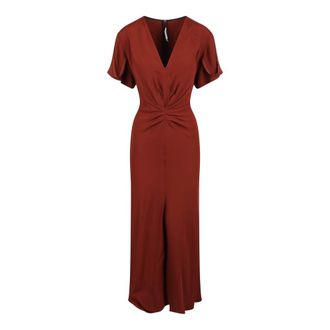 Victoria Beckham Femme, Robes, Brun, Taille: 40 FR Robe &Eacute;l&eacute;gante en Cr&ecirc;pe Rassembl&eacute;e