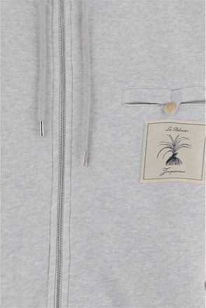 Jacquemus Logo-Embroidered Cotton Hoodie - Gray