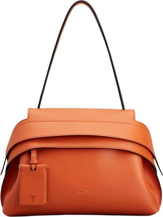 Tod's Petit sac port&eacute; &eacute;paule Wave en cuir - Femme - Sacs - Orange - Taille: ONE Size