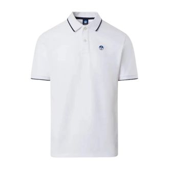 North Sails Organische Baumwolle gestreiftes Kragen Poloshirt - - Tops - Herren - Wei&szlig; - 3XL