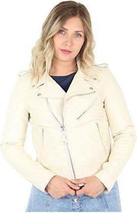 Schott NYC Blouson Style Perfecto Schott en Cuir Agneau ref_33479 Off White - L