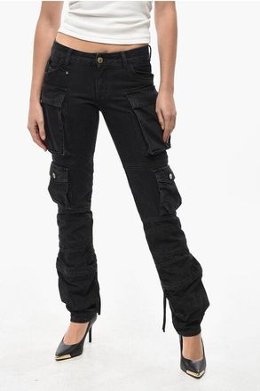 The Attico Dark Wash Cargo Jeans with Logoed Buttons 15cm Größe 25