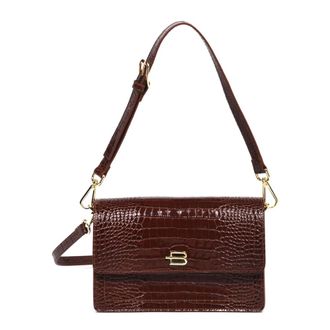 Baldinini Sac bandouli&egrave;re en cuir grain&eacute; crocodile - Femme - Sacs - Brun - Taille: ONE Size