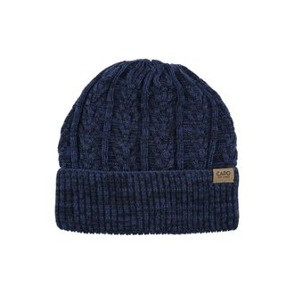 Capo Strickm&uuml;tze CAPO, Herren, blau (midnight), Strick, Wollmischung, meliert, M&uuml;tzen Strickm&uuml;tze, Rippenstrick, nat&uuml;rliche Thermoregulierung