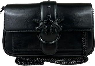 Pinko Damen Love One Pocket C Naplack Tasche, Z99b_Schwarz Limousine Block Color