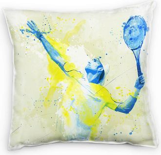 Paul Sinus Art Tennis I Deko Kissen Bezug 40x40cm für Couch Sofa Lounge Zierkissen - Dekoration zum Wohlfühlen