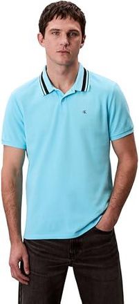Calvin Klein SS Monogram Pique Tipped Polo Lv04Rc276G, Blue (Atmosphere Blue), XL Homme
