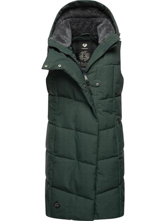 Ragwear Damen Lange Winter Steppweste mit Kapuze Pavla Vest Dark Green23 Gr. L