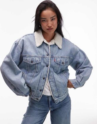 Levi's Veste camionneur en jean style années 90 avec sherpa - Bleu délavé clair
