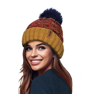 RockJock STORMACTIVE 100% wasserdicht Damen Unisex Chunky Ombre Warm Winter Teddy Fleece Gef&uuml;ttert Gestrickte Pompom Beanie M&uuml;tze