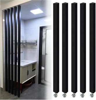Generic AVLLSO Panneaux de séparation de Chambre Poteau de séparation en aluminium noir avec pied réglable, 70-240 cm de haut Colonnes de grille de décoration