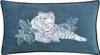 Riva Paoletti Odisha White Tiger Besticktes Kissen mit Polyesterfüllung - Blau - 30 x 50 cm