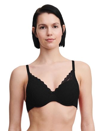 Chantelle T-Shirt-BH CHANTELLE FLORAL TOUCH, Damen, Gr. 75, Cup C, schwarz, Obermaterial: 75% Polyamid, 25% Elasthan, BHs T-Shirt-BH, Spitze, blickdichtes Geweb