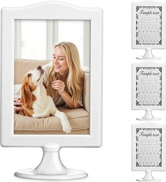 Angoily Stehende Bilderrahmen 4 St&uuml;ck Doppelseitiger Bilderrahmen Doppelseitiger er Stehende - 12 X 21,5 cm