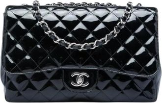Chanel Sac bandouli&egrave;re matelass&eacute; en cuir verni vintage doccasion - Femme - Pre-owned - Noir - Taille: ONE Size