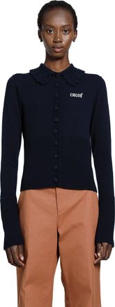 Chlo&eacute; Logo Embroidered Wool Cardigna