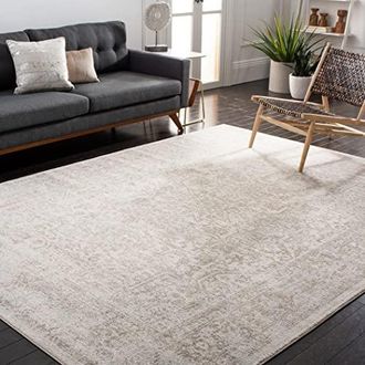 Safavieh Traditionell Teppich für Wohnzimmer, Esszimmer, Schlafzimmer, Evoke Collection, Kurzer Flor, Elfenbein und Taupe, 244 x 244 cm