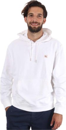 Calvin Klein Herren Hoodie Terry Badge mit Kapuze, Wei&szlig; (Bright White), XXL