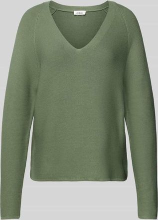 s.Oliver Red Label Comfort Fit Strickpullover aus Baumwoll-Mix mit V-Ausschnitt