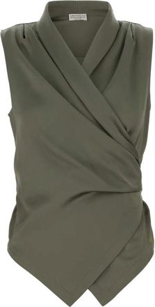 Brunello Cucinelli Femme, Blouses et Chemises, Vert, Taille: 40 FR Vest