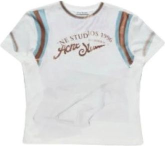 Acne Studios Femme, Tops, Multicolore, Taille: 40 FR T-shirt en jersey de coton avec imprim&eacute; logo Trompe Loeil