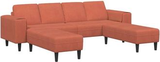 vidaXL Stoffsofa mit Kissen Rot-Orange 208 cm Cordstoff vidaXL