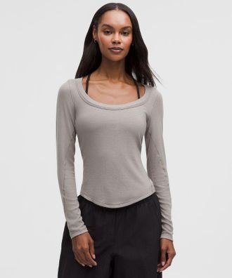 lululemon Haut manches longues à encolure dégagée Hold Tight pour Femmes - Gris - Taille 2