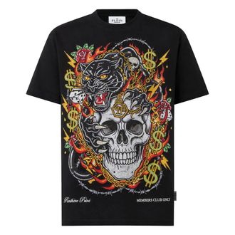 Philipp Plein T-Shirt &agrave; col rond Panther Skull - Homme - Tops - Noir - Taille: 5XL