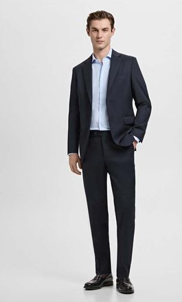 Mango Chemise costume slim-fit twill micro-imprim&eacute; bleu ciel - Homme - XXL - MANGO MAN