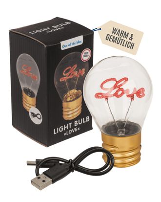 Out of the Blue LED-Gl&uuml;hleuchte Love - Stylischer LOVE-Schriftzug - Bis zu 5h Akkulaufzeit - USB-aufladbar & kabellos nutzbar - Kompakte Ma&szlig;e 12&times;7 cm - inkl. Geschenk