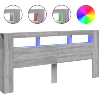 vidaXL LED-Kopfteil Grau Sonoma 220x18,5x103,5 cm Holzwerkstoff Vidaxl