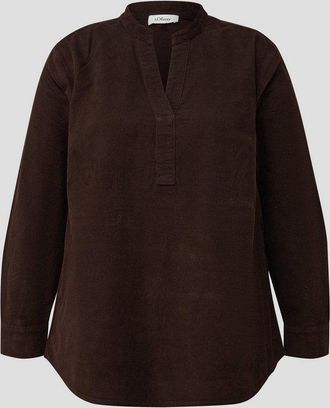 s.Oliver Langarmbluse Bluse Feincord-Bluse mit Stehkragen