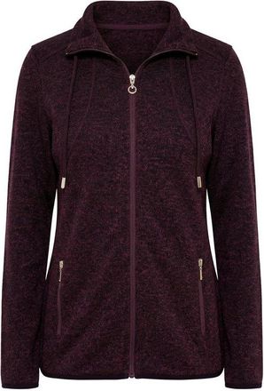 Ulla Popken Sweatjacke Strickfleece-Jacke Stehkragen Zipptaschen